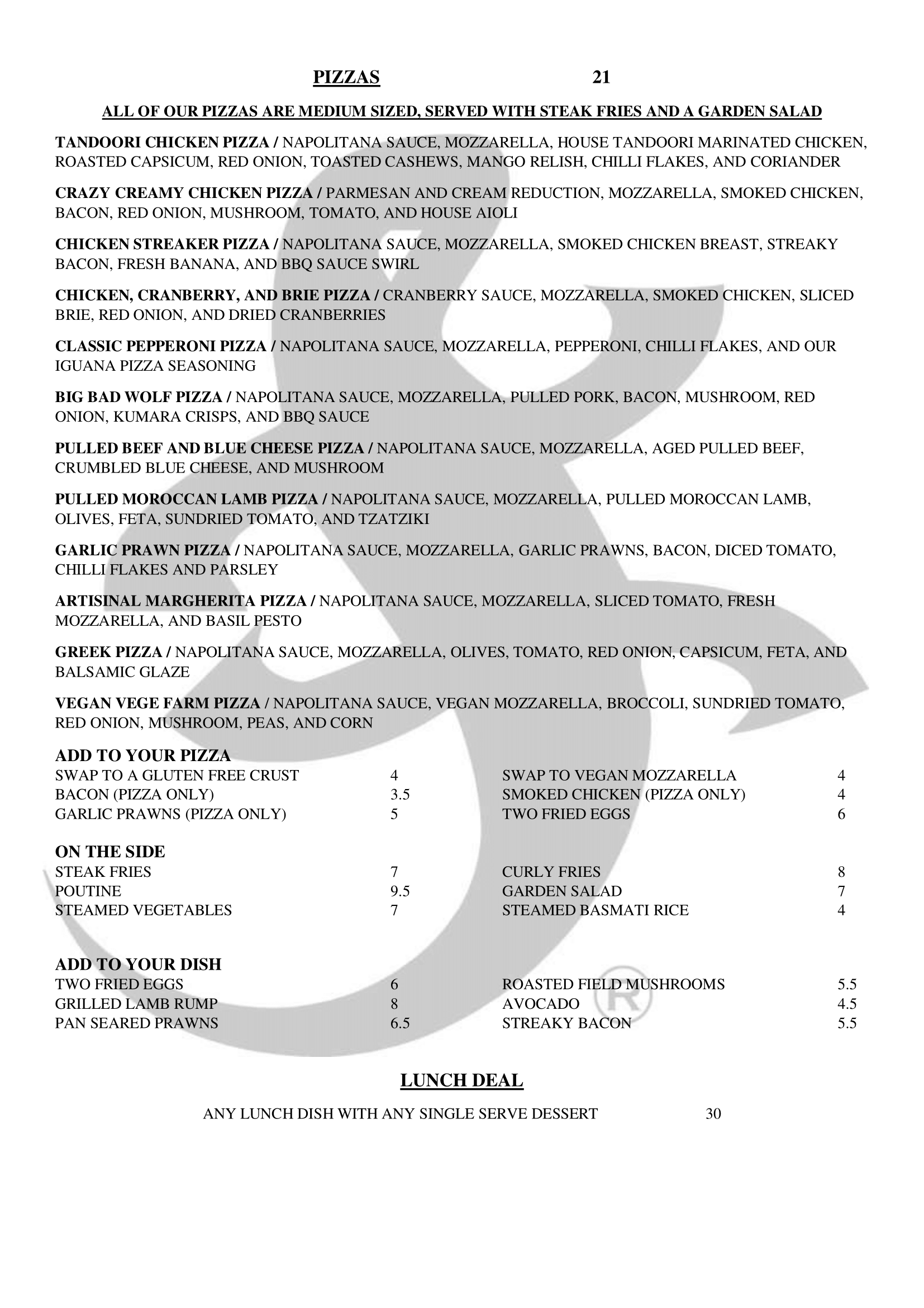 Lunch Menu - Iguana Street Bar and Restaurant