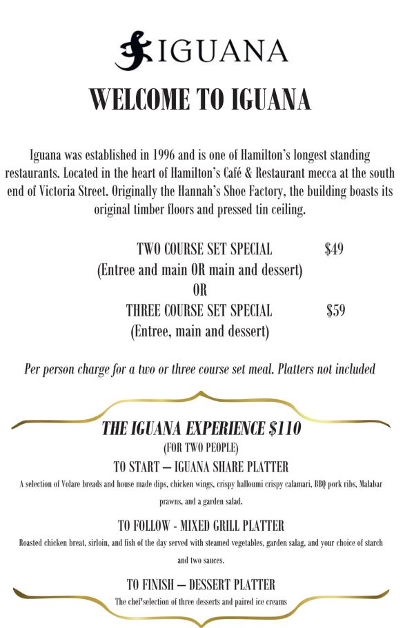 Dinner Menu - Iguana Street Bar and Restaurant