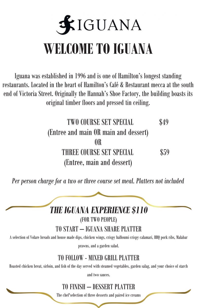 Dinner Menu - Iguana Street Bar and Restaurant
