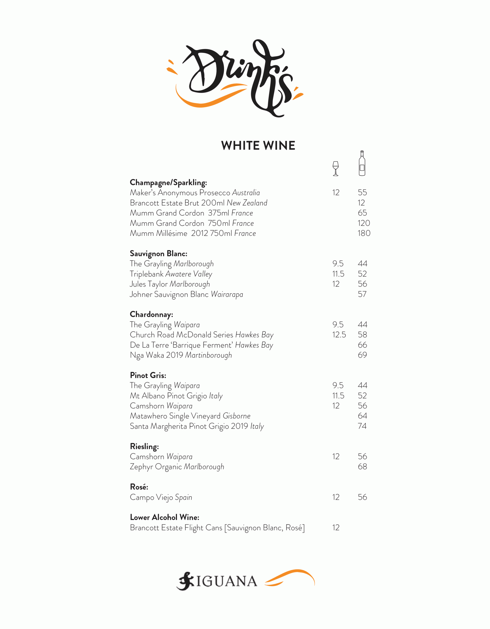 Drinks Menu - Iguana Street Bar & Restaurant