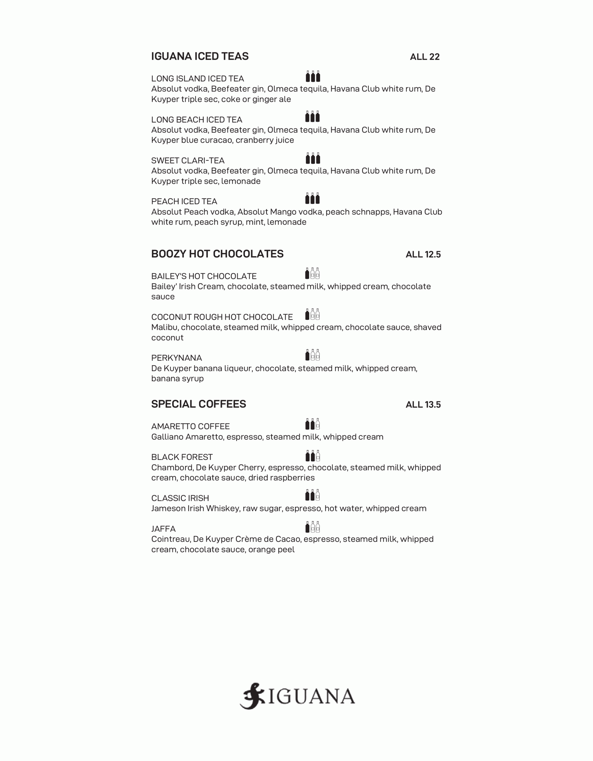 Drinks Menu - Iguana Street Bar & Restaurant