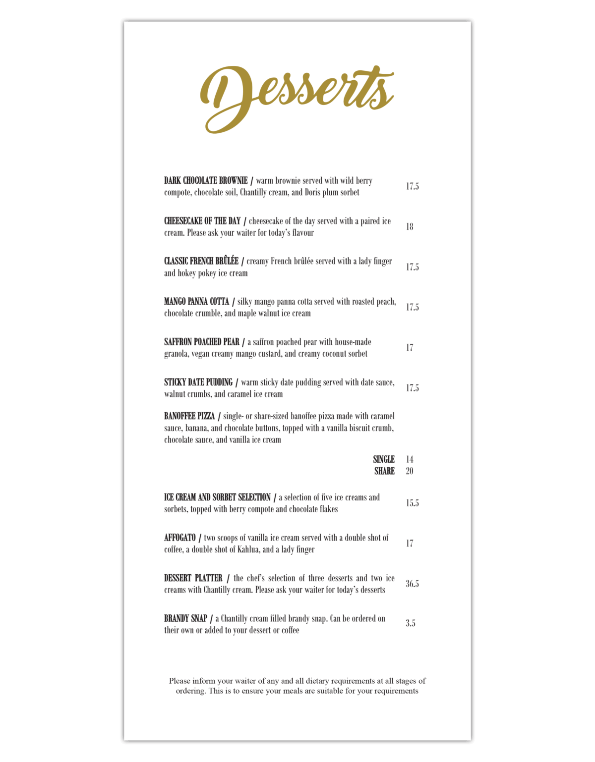Dessert Menu | Iguana Street Bar & Restaurant