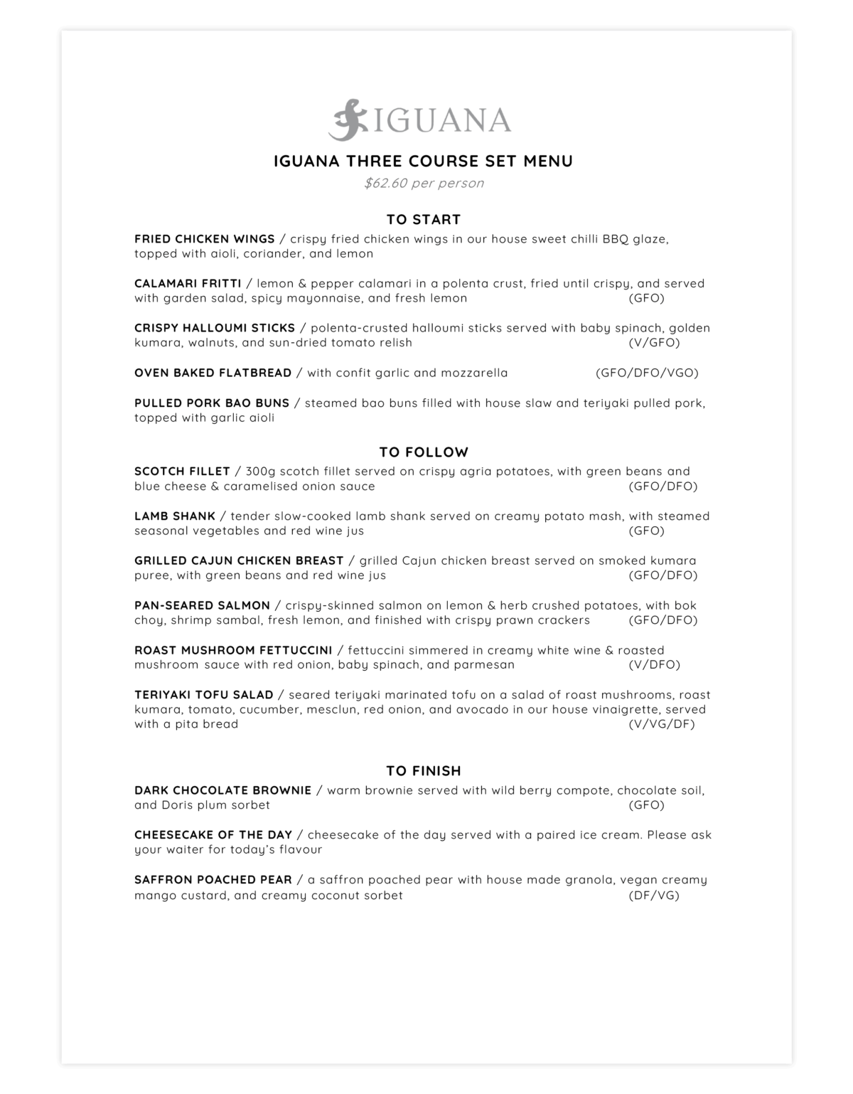 Set Menus for Groups | Iguana Street Bar & Restaurant