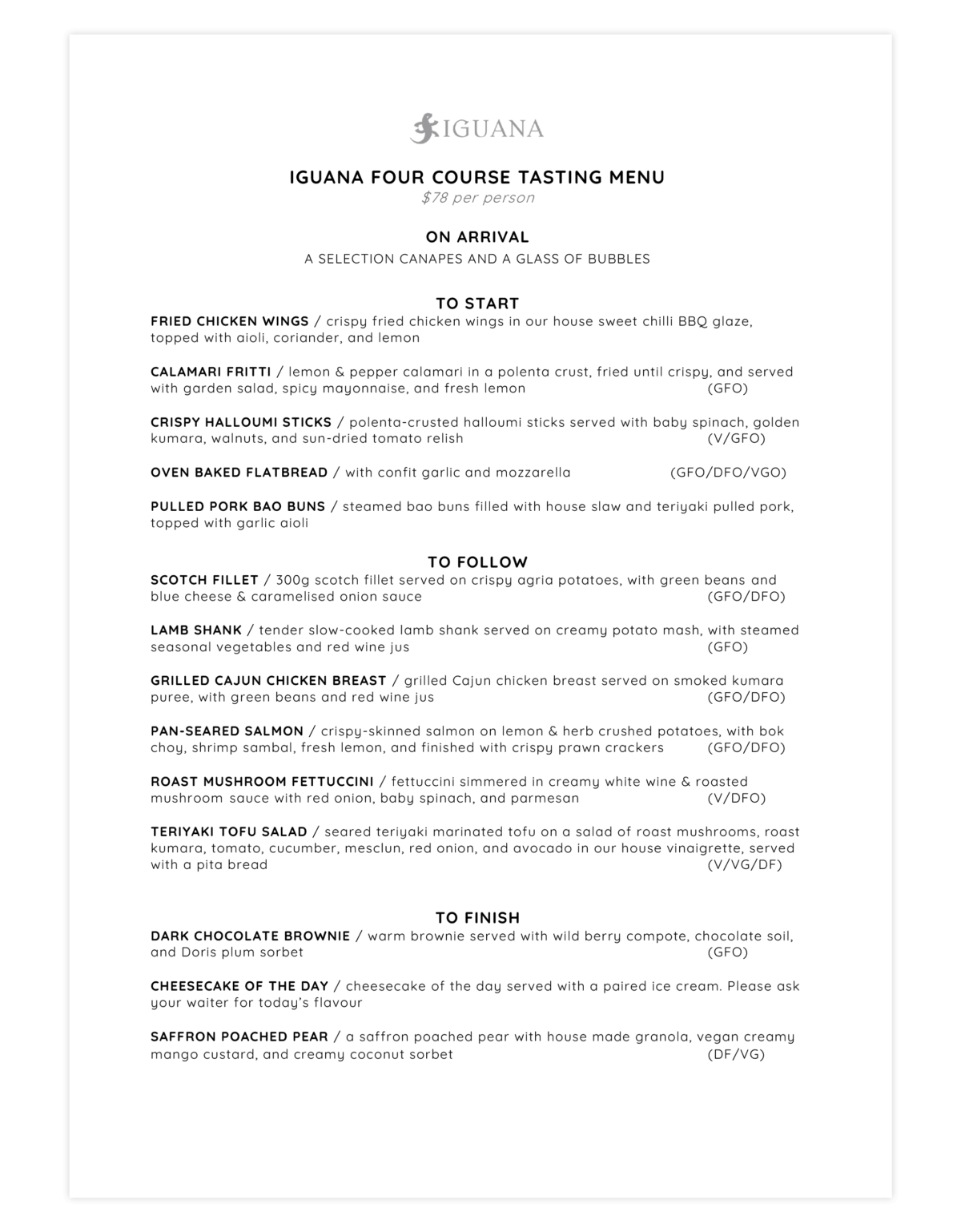 Set Menus for Groups | Iguana Street Bar & Restaurant