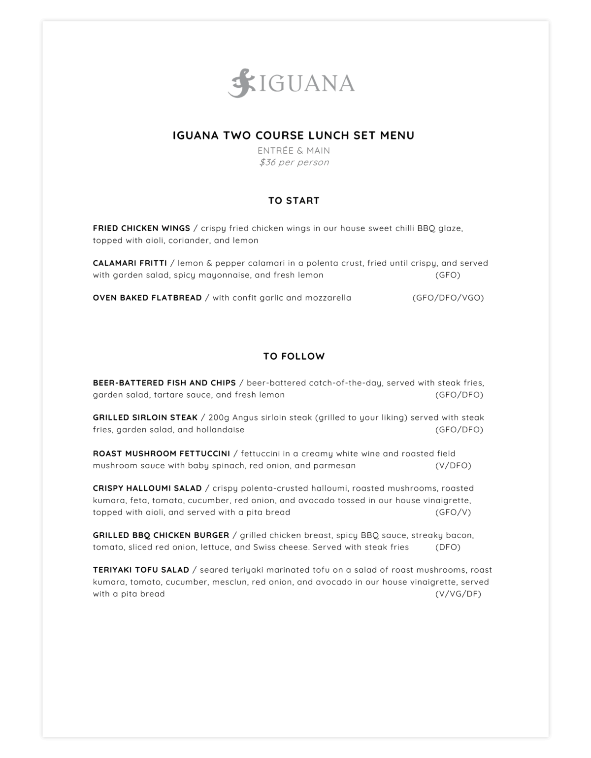 Set Menus for Groups | Iguana Street Bar & Restaurant