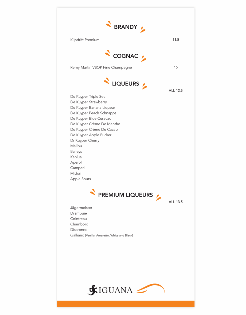 Drinks Menu | Iguana Street Bar & Restaurant